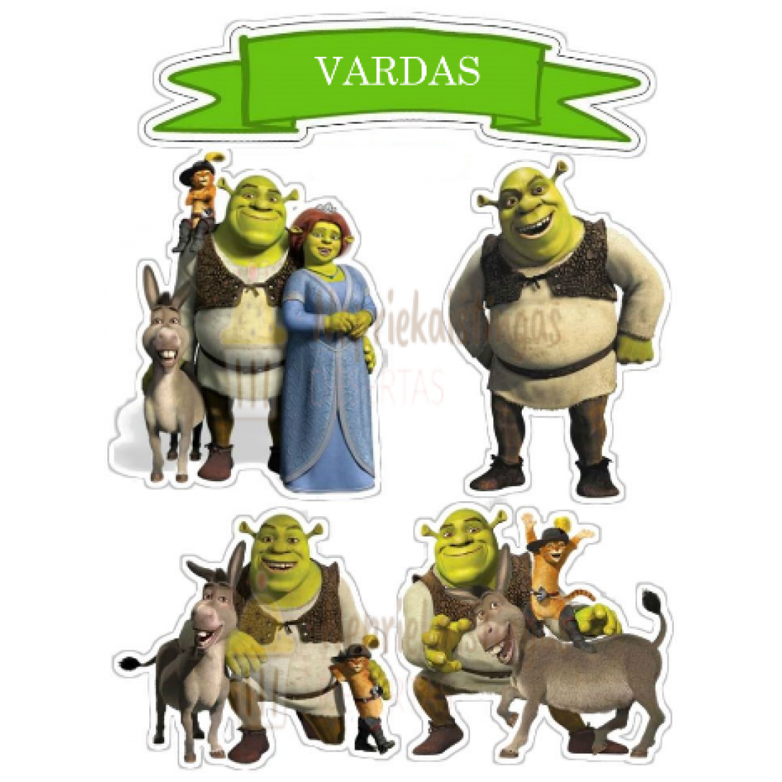 Valgomas paveiksliukas Šrekas figūrėlėms